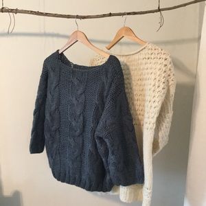POL | Sweaters | Pol Soft Handmade Knit Sweater In Blue Grey | Poshmark